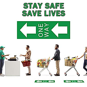 IDJWVU 15Pcs 6" x 18" One Way Directional Arrows Floor Stickers Social Distance Floor Stickers Decal Waterproof PVC Vinyl Safety Distance Floor Sign Markers Commercial Material (Green Background)