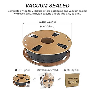 JAREES Petg Filament 1.75,Matte Black Petg Vacuum Sealed,Adhere Well 1kg Carton Spool Matte 3D Printer Filament,Dimensional Accuracy 1.75mm ±0.02mm,Print with Most 3D Printers Using 3D Filament