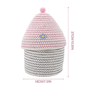 HANABASS Cotton Rope Storage Basket with Lid Small Woven Baskets Cute Toy Storage Basket Mini Storage Bins for Living Room Nursery Bathroom Desk Red