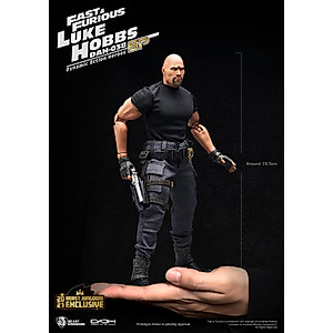 The Rock Action Figure As Luke Hobbs Limited Edition Fast and Furious - Model DAH-03 Fabric Clothing - Heavy Machine Gun, Ammo Box, Pistol, 4 Hands - Merchandise by Beast Kingdom