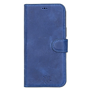 Venito Ravenna Slim Magic Leather Wallet Case for iPhone 13 Pro Max (6.7 in) with a Magnetic Flip & Four Card Slots and a Bill Pocket & Lightweight Frame (Antique Dark Blue)