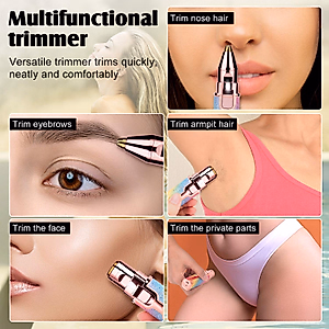 Eyebrow Trimmer & Facial Hair Removel for Women, Electric Razor and Painless Hair Remover 2 in 1 Rechargeable Built-in LED Light for Face Lips Nose Body