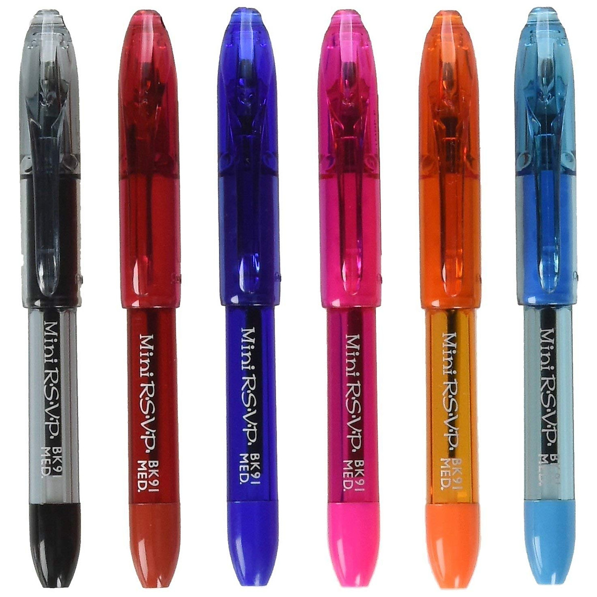 Pentel RSVP Mini Ballpoint Pen, (1.0mm) Medium Line, 24-Assorted Ink in Clear Cylinder Pack (BK91MN24M)