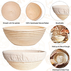 Unihopper Bread Proofing Basket Set of 2,9 Inch Round Sourdough Bread Baskets Bowls with Bread Lame Bread Making Tools Supplies for Sour dough Baking Fermentation