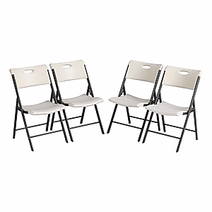 Lifetime Folding Chair, Contemporary - Pack of 4, Almond