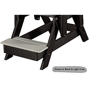 DutchCrafters Slat Fan Back Poly Balcony Adirondack Glider with Footrest Outdoor Patio Chair (Black & Aruba Blue)