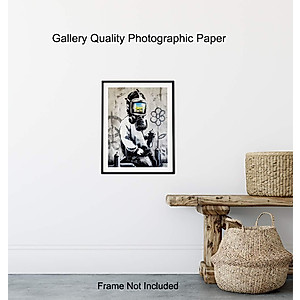 Banksy Urban Street Mural 8x10 Wall Decor Picture - Contemporary Modern Art Graffiti Decoration for Home, Apartment, Office, Bedroom, Dorm, Living Room - Gift for Women, Teens