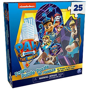PAW Patrol: The Movie, 25-Piece Jigsaw Oval Foam Squishy Puzzle Chase Skye Marshall Rubble, for Kids Ages 4 and up