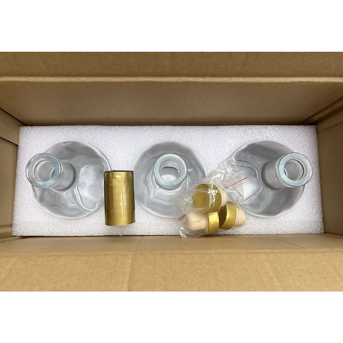 Kaachli Clear Glass Bottles 25 oz (750 ml) 3 - Pack for Wine Beverages Drinks Oil Vinegar Kombucha Beer Water Soda with Cork Stopper Airtight Lid