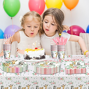 HIPVVILD Safari Birthday Decorations Tableware Girl, Jungle Theme Party Supplies, Plate, Cup, Napkin, Tablecloth, Cutlery, Straw, Safari Jungle Animal Birthday Baby Shower Party Decorations | Serve 24