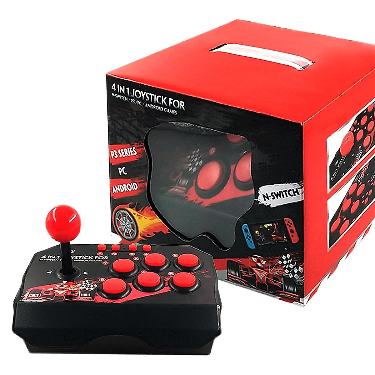 F.JOIAMLL Arcade Fight Stick Joystick for PS3, PC, Switch, N-Switch Pro,Android,support Turbo mode