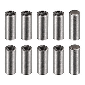 uxcell Carbon Steel Dowel Pin 4 x 10mm M3 Female Thread Cylindrical Shelf Support Pin 10Pcs