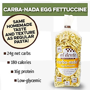 Al Dente, Carba-Nada Variety 2 Pack, Lower Carb, Egg Fettuccine & Roasted Garlic Fettuccine, Non-GMO, Homemade Taste & Texture, High Protein