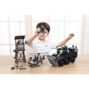 JOYIN 9 Pcs Boys Military Toy Play Set with Realistic Watchtower, Military Tank Toy, Mini Helicopter, Fancy Sci-fi Jet Board, Army Men Toy Soldiers Action Figures, Kids Fun Imaginative Play Toy Gifts