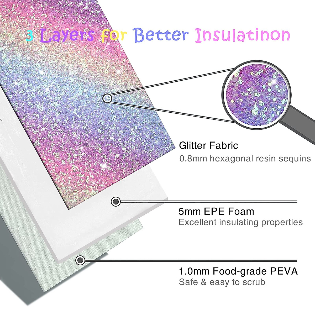 Hairao Butterfly Lunch Box for Girls kids Rainbow Lunch Bag Waterproof Thermal Insulated Cooler Bag for Girls Kids Toddlers Teens school gift