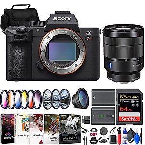 Sony a7R IIIA Mirrorless Camera (ILCE7RM3A/B) FE 24-70mm Lens (SEL2470Z) + 64GB Memory Card + Filter Kit + Wide Angle Lens + Color Filter Kit + Lens Hood + Bag + More (Renewed)