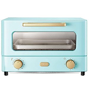 12L Mini Oven,Electric Cooker and Grill Home Baking Small Oven Timer Double Glass Door Top and Bottom Heat 1000W Kitchen Convection Oven (Blue) (Blue)