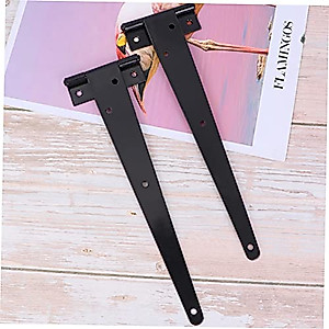 Housoutil 4pcs 10 Cabinet Hinges Black T Shape Hinges Heavy Duty Black Gate Hinges for Metal Black Gate Hinges for Wooden Fences Heavy Duty Barn Door Gate Spring Door Hinges Strap Hinges