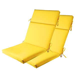 SewKer Outdoor/Indoor Adirondack Chair Cushions, High Back Patio Furniture Replacement Cushion - Set of 2 (Yellow)