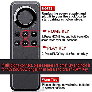 New CV98LM Replacement Remote Compatible with Amazon Fire TV Stick and Amazon Fire TV Box W87CUN CL1130 LY73PR PE59CV DV83YM CE0700 S3L46N E9L29Y EX69VW LDC9WZ A78V3N Without Voice Function
