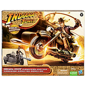 Indiana Jones Worlds of Adventure with Motorcycle and Sidecar Action Figure Set, 2.5-inch, Action Figures, Ages 4 and Up