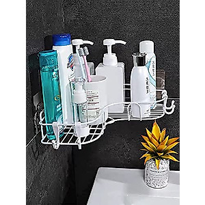 NC Corner Shower Caddy Shelf,Bathroom Organizer,Wall Mounted Bathroom Shelf with Adhesive,Storage Organizer for Toilet, Dorm and Kitchen Black