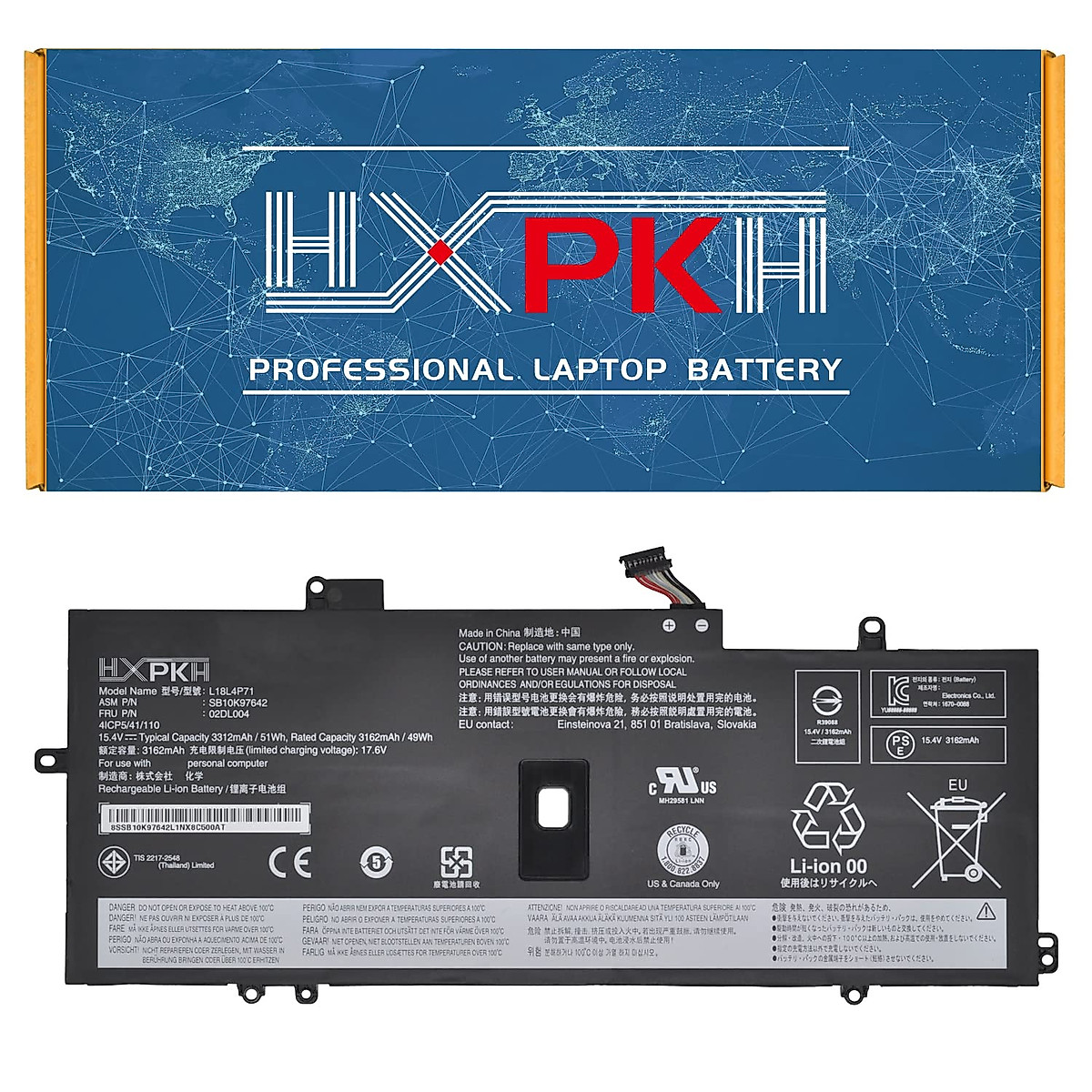 HXPK L18L4P71 L18M4P72 L18C4P71 Laptop Battery for Lenovo ThinkPad X1 Yoga 4th 5th Gen X1 Carbon 7th 8th Gen 2019 2020 Series SB10K97642 02DL004 SB10K97643 02DL005 SB10K97644 02DL006 51Wh 15.4V