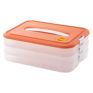DOITOOL Dumpling Freezer Case Refrigerator Food Storage Container Box: 3- Layer Flat Fridge Organizer case with lids Plastic Stackable Food Keeper Tray for Dumpling wonton Food Preservation Tray