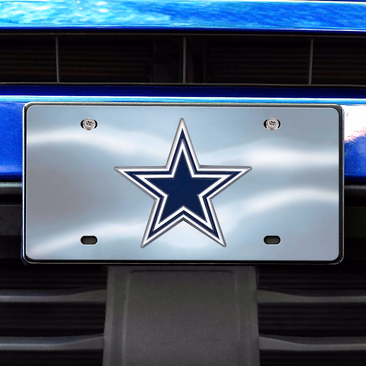 FANMATS 24531 Dallas Cowboys Stainless Steel Front License Plate with Large 3D Molded Team Metal Emblem 6"x12"