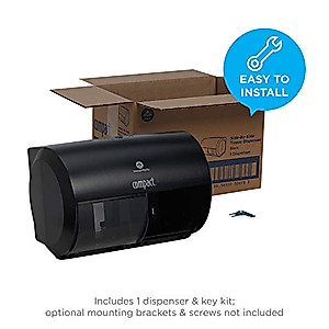 Compact 2-Roll Side-by-Side Coreless High-Capacity Toilet Paper Dispenser by GP PRO (Georgia-Pacific), Black, 56784A, 1 Dispenser