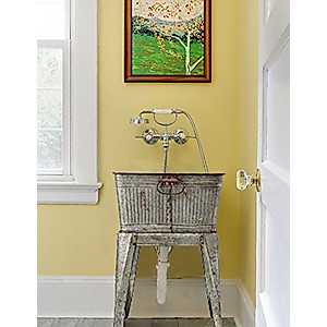 Benjara Multi Functional Galvanized Metal Tub on Stand, Gray