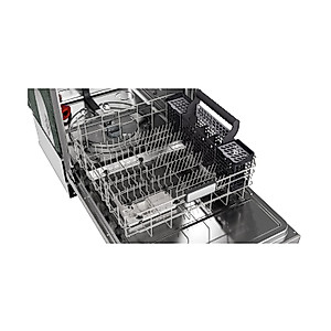 SHARP Smart Dishwasher Works with Alexa. Includes LED Interior lights, Stainless Steel interior, Heated Dry with Fan Assist, Wash Zone cleans half load on either rack, Adjustable Third Rack