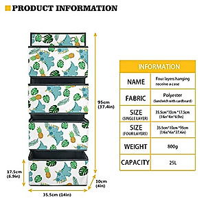 UNICEU Yellow Sunflower Wall Mounted Storage Bag Over The Door Storage Pouch with 4 Pockets 2 Hocks Door Closet Hanging Storage Bags Organizer