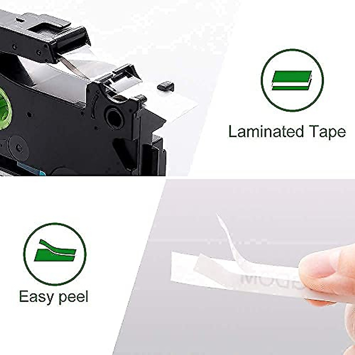 5-Pack White + 4-Pack Clear for Brother TZe-231 TZe-131 P-Touch Label Maker Tape for Ptouch PT-D210 PT-H100 PT-D400 PT-1290, 12mm 0.47 Inch Laminated Black on White/Clear, 9-Pack