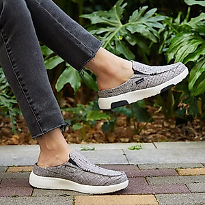 OrthoComfoot Womens Orthopedic Comfy Slippers for Bunion, Arch Support Slip On Shoes, Comfortable Athletic Walking Shoes for Heel and Foot Pain Relief Dark Grey Size 10