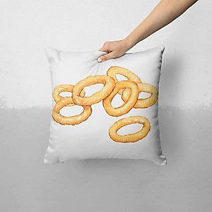 iiRov Scattered Golden Onion Rings - Custom Decorative Home Decor Indoor or Outdoor Throw Pillow Cover for Sofa, Bed or Couch Cushion (Pillow CASE Cover ONLY)