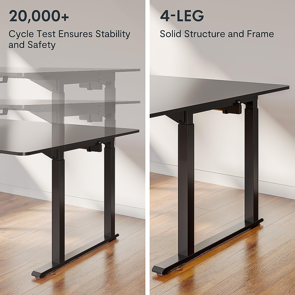 SANODESK L Shaped Standing Desk with Dual Motor 4-Leg Lift, Electric Height Adjustable Desk with Memory Presets for Home Office(71x32 Joint Boards,Black)