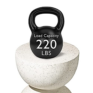 glitzhome Modern Decorative Garden Stool Heavy Duty Patio Sturdy Faux Terrazzo Garden Stool Side Table Plant Table for Indoor Covered Outdoor, 17.75”H, White