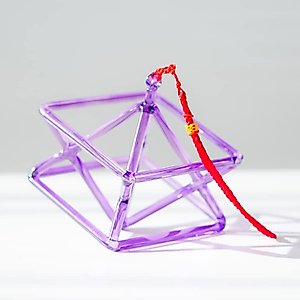purple 6inch Chakra Optically Clear Quartz Crystal Singing Merkaba Pyramid Healing Musical Instrument