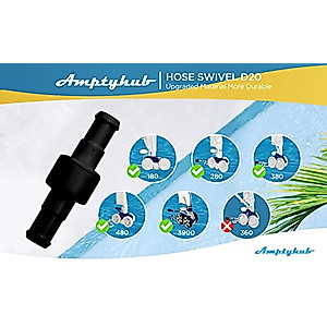 Amptyhub 3900 Sport, 280, 380 Pool Cleaner Hose Swivel D21 Replacement For Zodiac Polaris 3900 Sport, 280 Black Max F5B, TR35P Pool Cleaners (3 Pack)