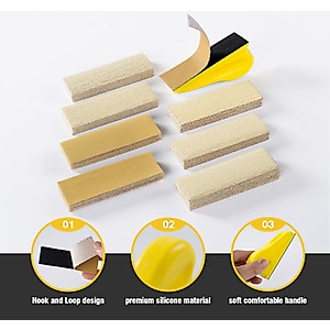 S SATC Micro Hand Sanding Block Kit 3.5”x1.1”x1.8”Hand Sanding Block and 70 PCS Sandpaper Sheets 10 Each 80/120/150/180/220/240/400 Grit Wood Woodworking, Small Detail Finishing Sander