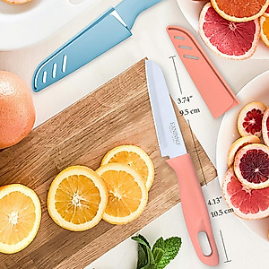 EANINNO Paring Knife Set-4 Paring Knives 4 Cover, Upgraded 3.8 inch Small Peeling Fruit Knife Stainless Steel Kitchen Sharp Cutting Vegetable with Sheath Thickened Blade Handle