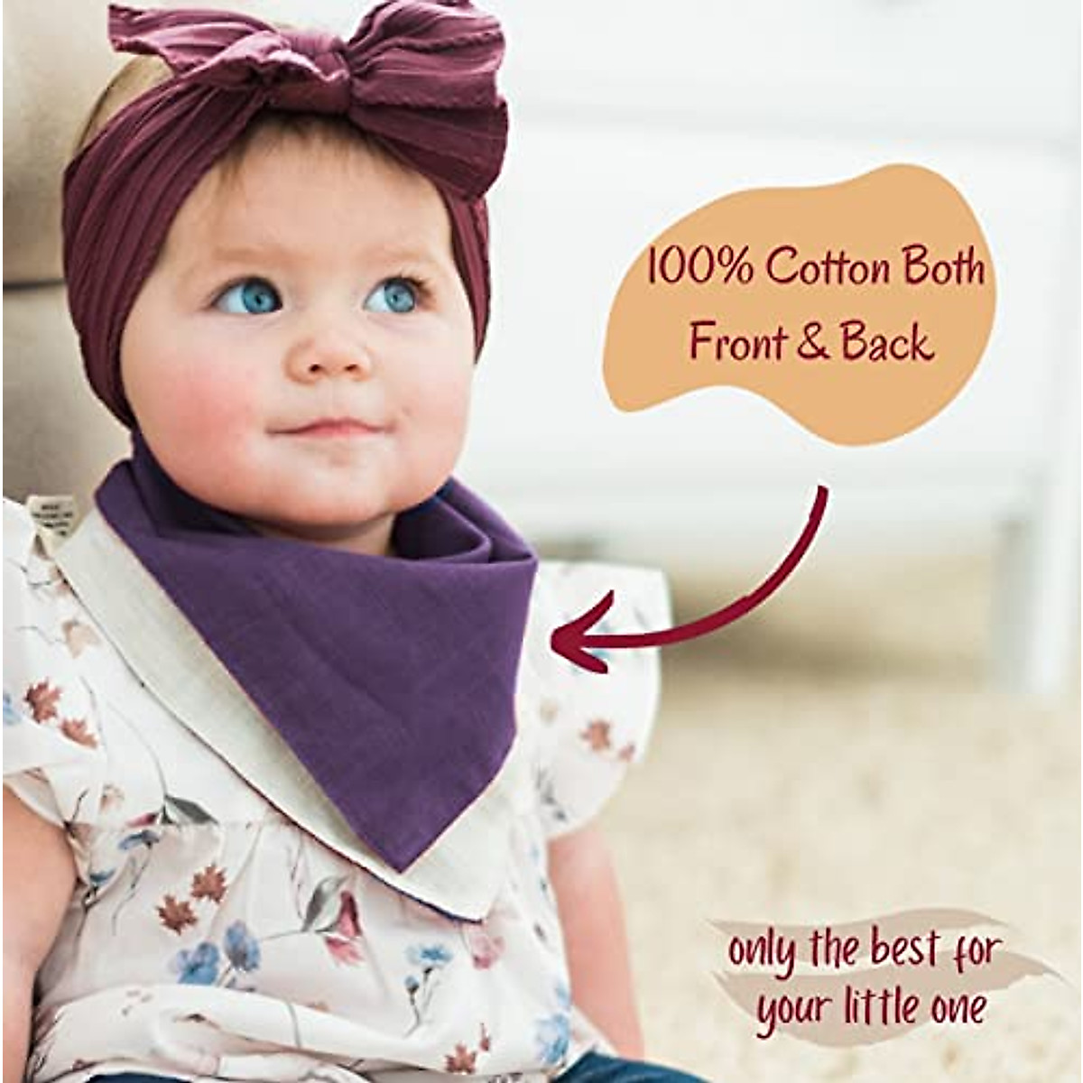 Cooper & Belle Baby Bandana Bibs 100% Cotton Muslin Baby Bibs for Boys and Girls, Reversible and Absorbent Drool Bibs, 4-Pack, Blush