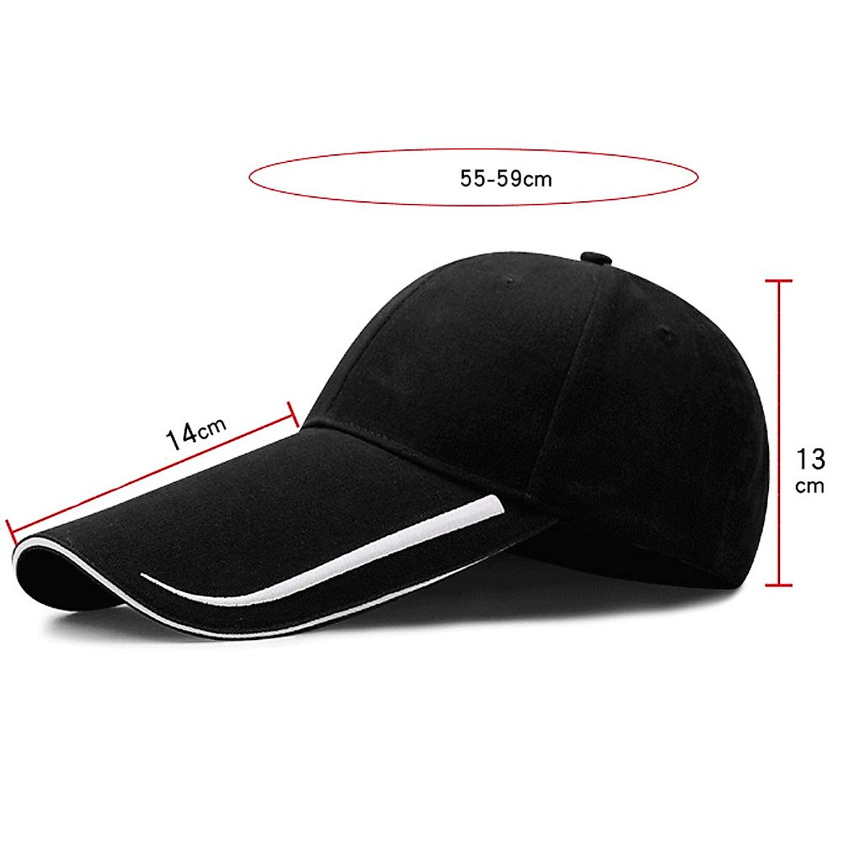 YEKEYI Extra Long Bill 100% Washed Cotton Baseball Cap Lengthened Brim Sun Protection Hat Long Large Bill Cap Gray