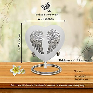 White Heart Keepsake Urn - Angel Heart Urn for Human Ashes - Handcrafted Angel Urn Heart - Honor Your Loved One with Mini Cremation Urn - Heart Shaped Urn Angel Wings - Small Urn for Baby & Infants