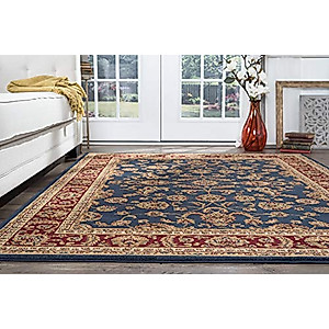 Sariya Transitional Oriental Navy Rectangle Area Rug, 5' x 7'