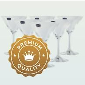 Crystalex Martini Glasses Set of 6, Hand-blown Crystal Cocktail Glass For Espresso, Cosmopolitan, Manhattan, Gimlet, Cocktail Party, Stemless 100% Lead-Free Glassware (7 Oz)