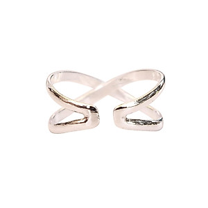 Handmade Silver Criss-Cross X Adjustable Toe Ring, 925 Sterling Silver, Elegant Dainty Open Toe, Pinky or Knuckle Rings for Women, By MiYa Jewelry Creations