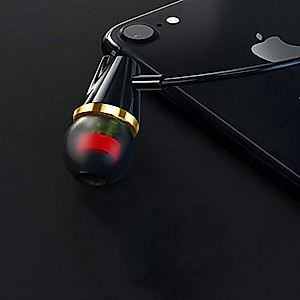 LINHUIPAD Single Earphone One Side Earplugs with Microphone 3.5mm Plug Single Earbud Stereo Sound Reinforced Cord Compatible Samsung,Radio