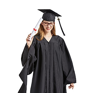 GRADWYSE Graduation Master Cap and Gown with 2024 Year Charm Master Regalia Unisex Matte Black (45 (Fit 5'0"~5'2"), Black)